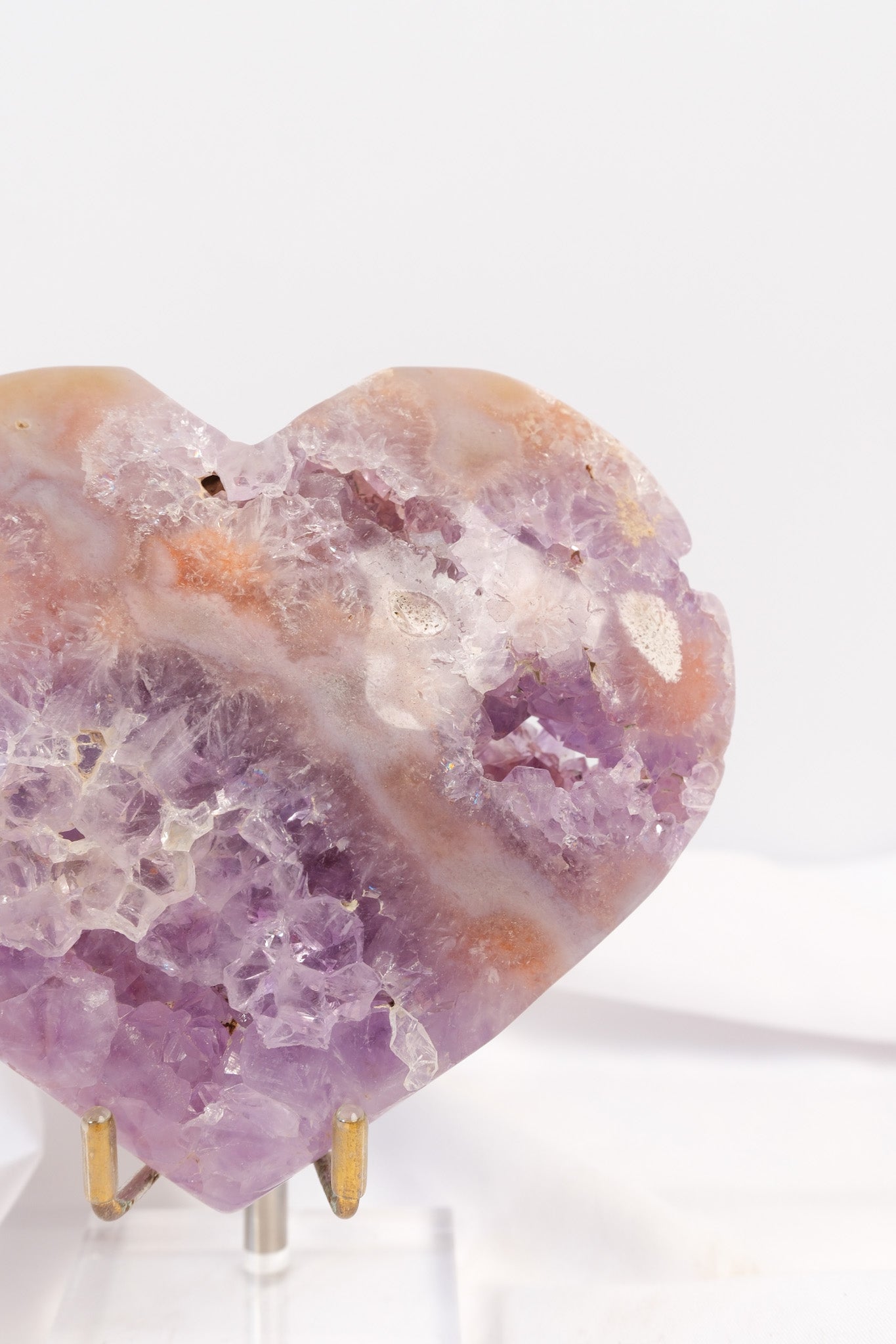 Flower Agate Amethyst Heart on Stand – Stones of Virtue
